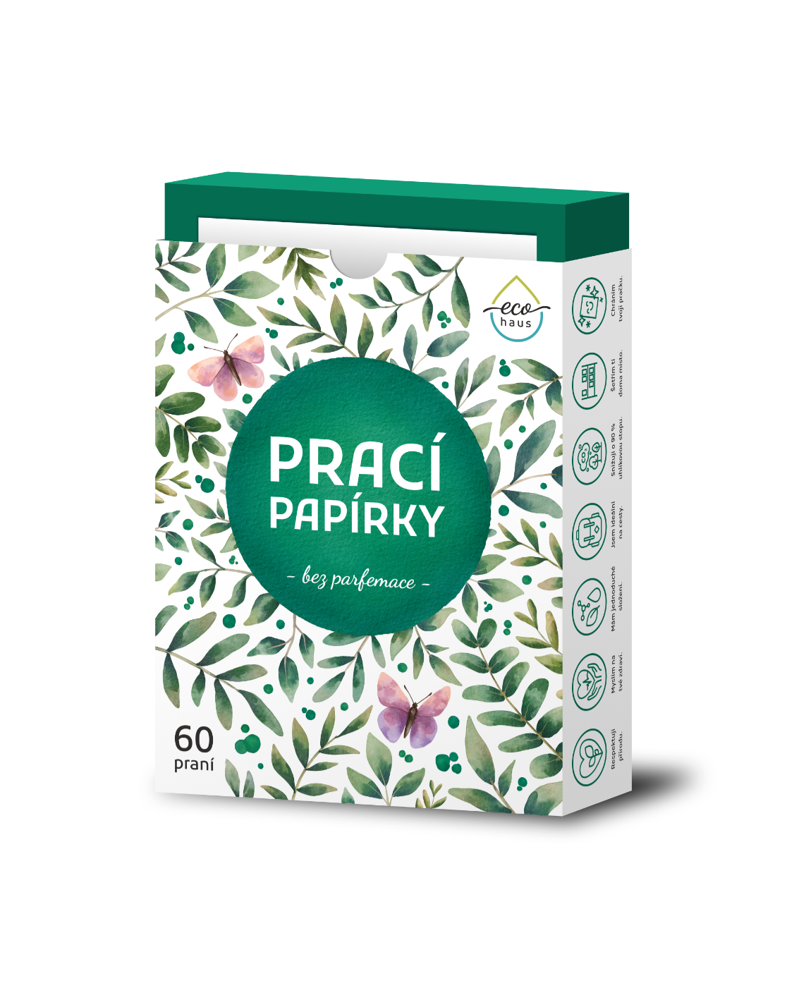Prací papírky EcoHaus 60 praní bez parfemace