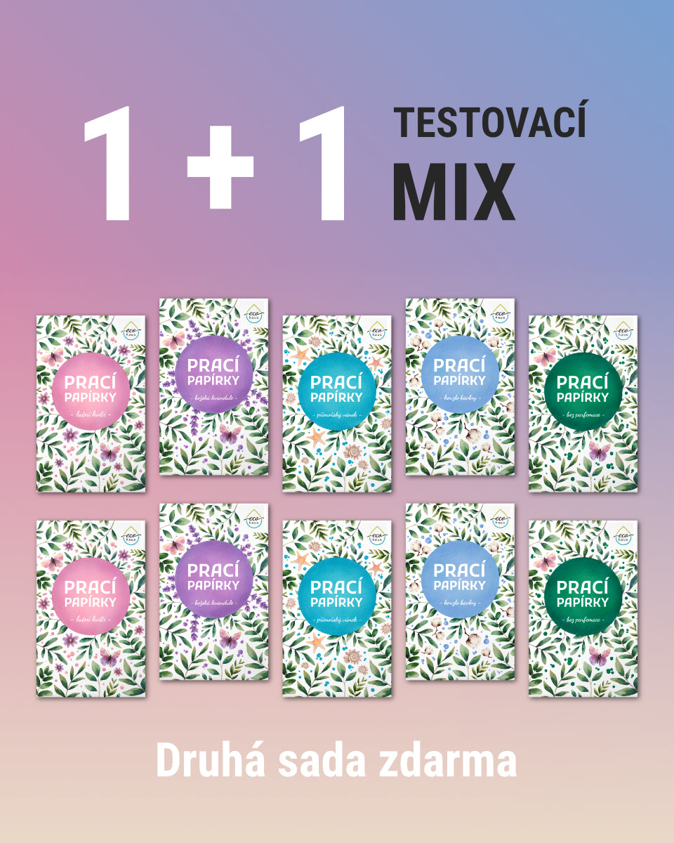 Výhodný testovací balíček 1+1: Prací papírky EcoHaus – 5 vůní